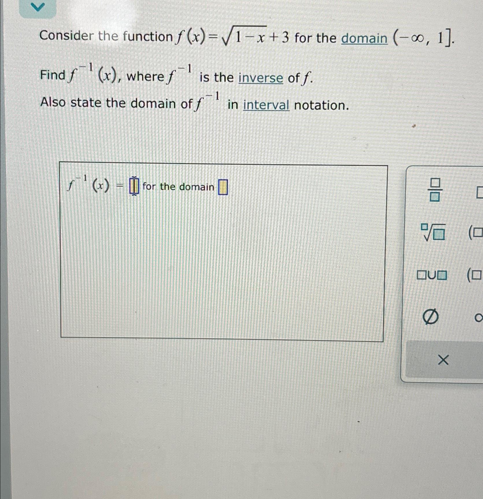Solved Consider the function f(x)=1-x2+3 ﻿for the domain | Chegg.com