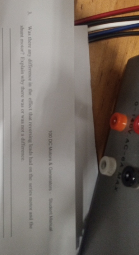 100 ﻿DC Motors 8 ﻿Generators -Student Marnax3. ﻿Was | Chegg.com