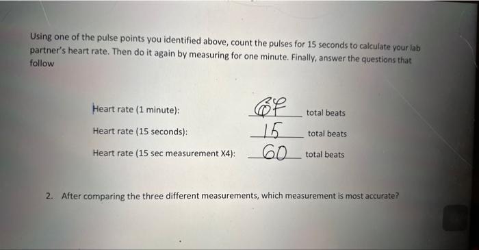 Solved Using one of the pulse points you identified above, | Chegg.com