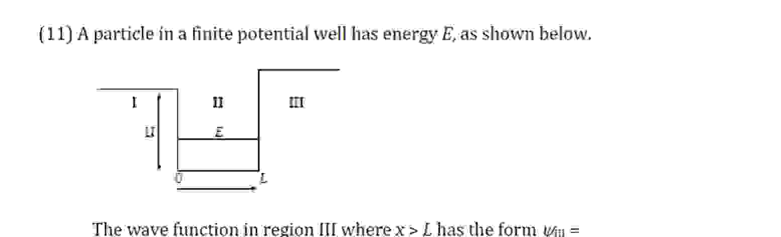 Solved (11) ﻿A particle in a finite potential well has | Chegg.com