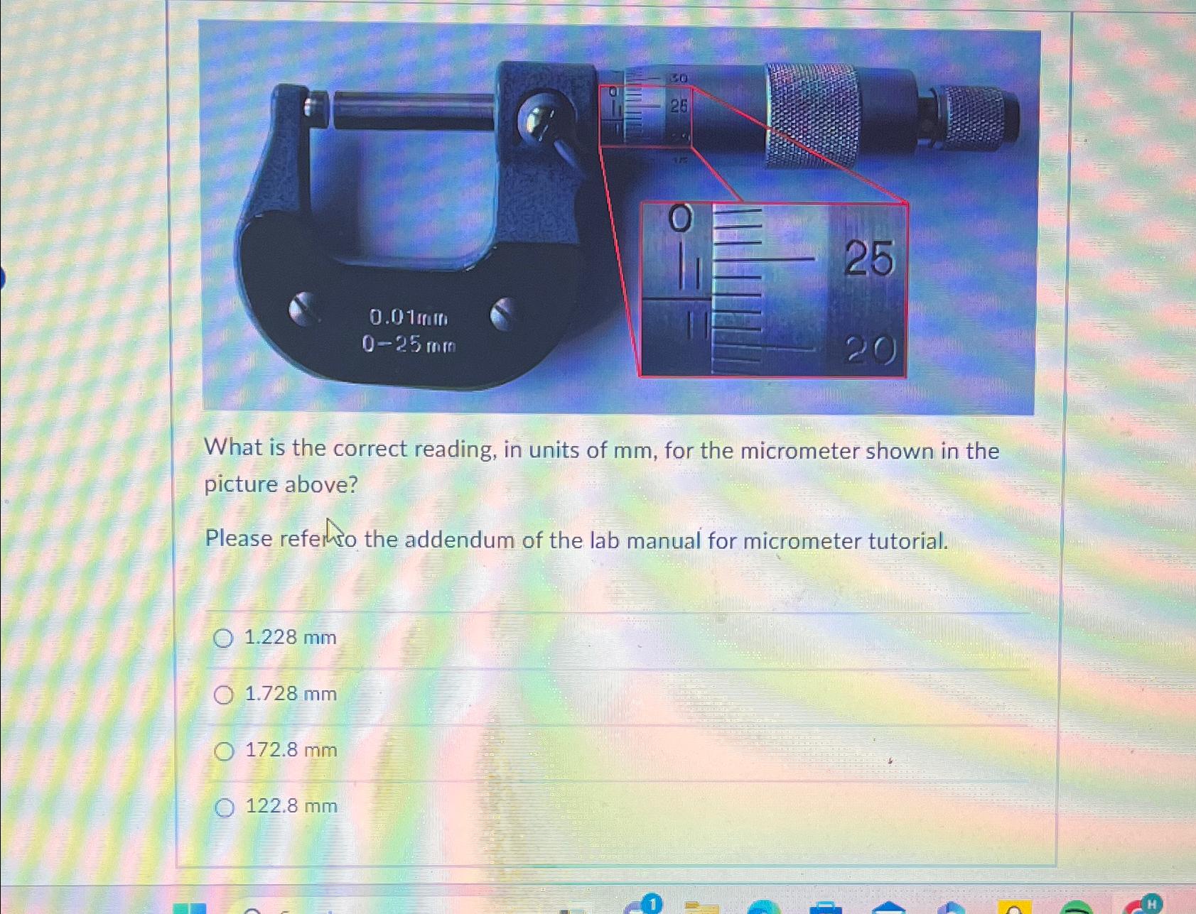 Solved What is the correct reading, in units of mm, ﻿for the | Chegg.com