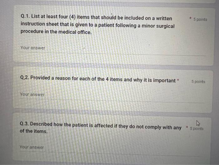 Solved Q.1. List at least four (4) items that should be | Chegg.com