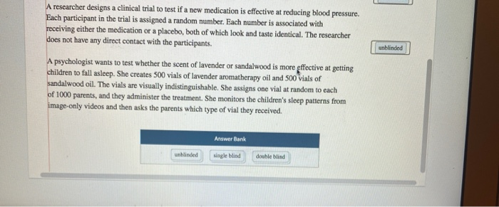 Solved unblinded Classify each of the hypothetical | Chegg.com