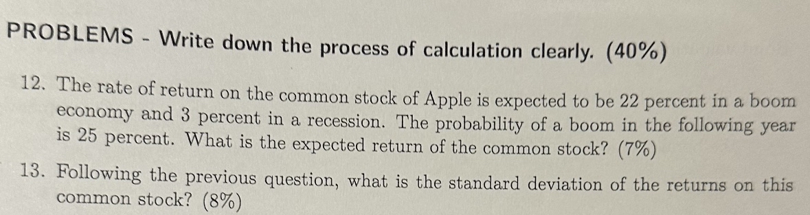 Solved PROBLEMS - ﻿Write down the process of calculation | Chegg.com