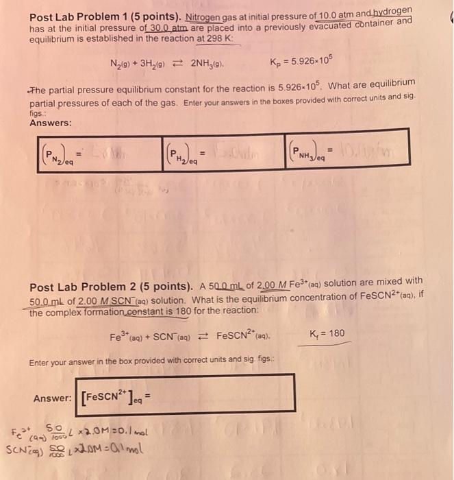 Solved Post Lab Problem 1 (5 points). Nitrogen gas at | Chegg.com