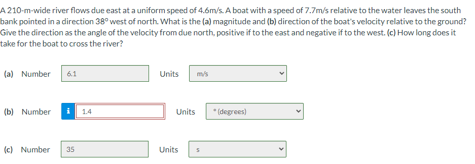 Solved A 210 -m-wide river flows due east at a uniform speed | Chegg.com