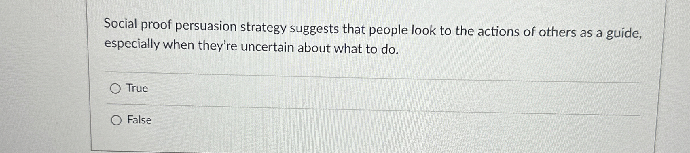 Solved Social proof persuasion strategy suggests that people | Chegg.com