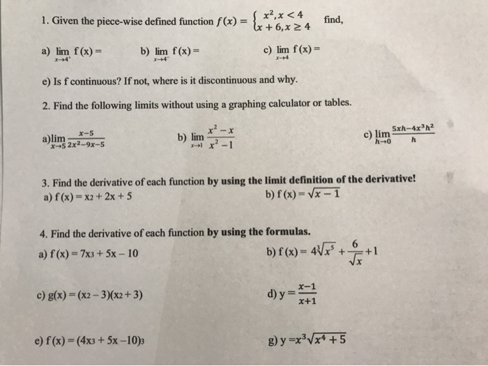 Solved 1. Given the piece-wise defined function f(x vise | Chegg.com