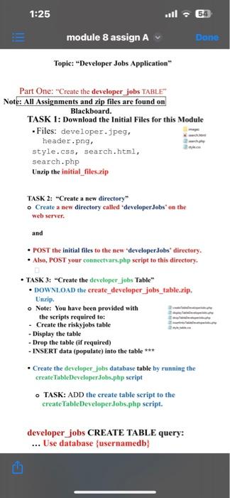 Solved Topic: "Developer Jobs Application" Part One: "Create | Chegg.com