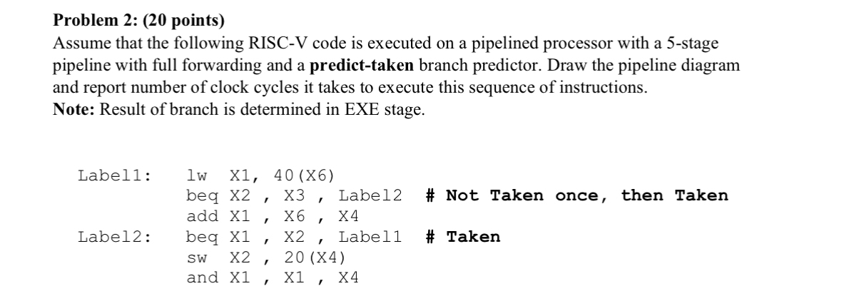Solved Problem 2: (20 ﻿points)Assume that the following | Chegg.com