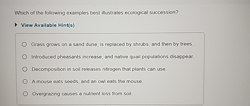 Solved Which of the following examples best illustrates | Chegg.com