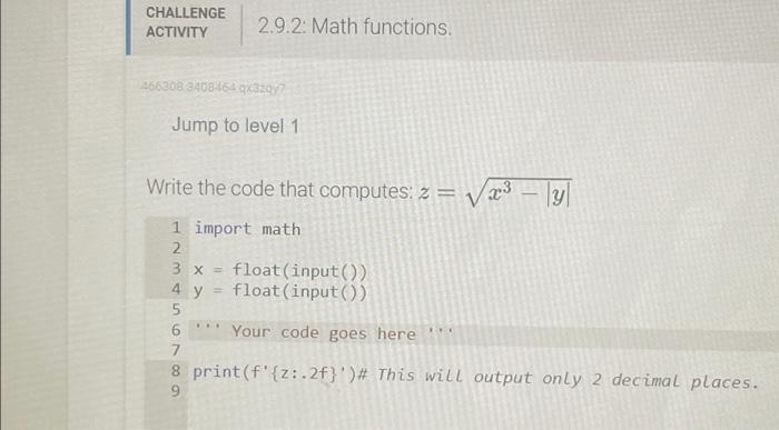 Solved CHALLENGE ACTIVITY 466308 3408464.qx3zqy7 Jump to | Chegg.com