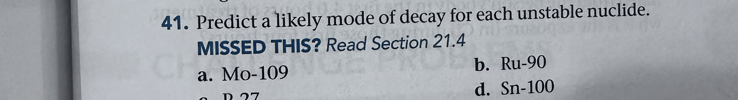 Solved Predict a likely mode of decay for each unstable | Chegg.com