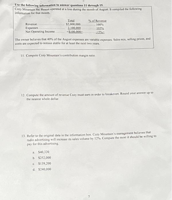 Solved Use the following information to answer questions 1 | Chegg.com
