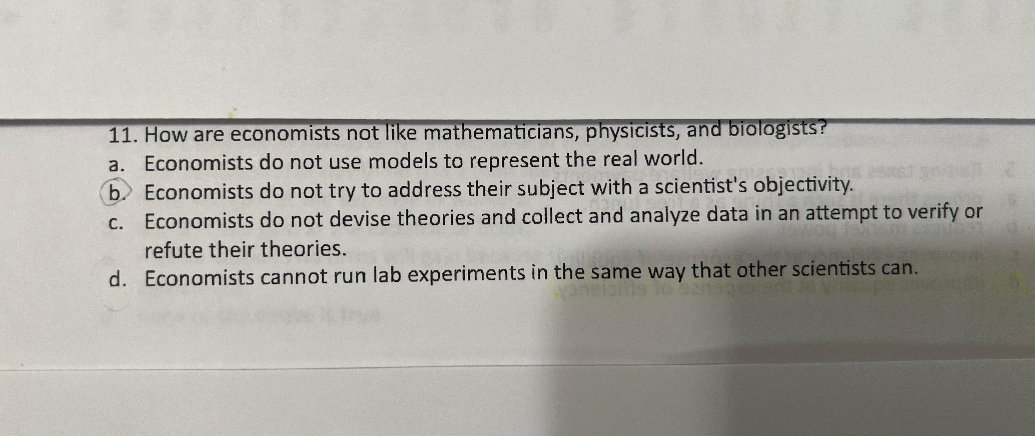 Solved How are economists not like mathematicians, | Chegg.com