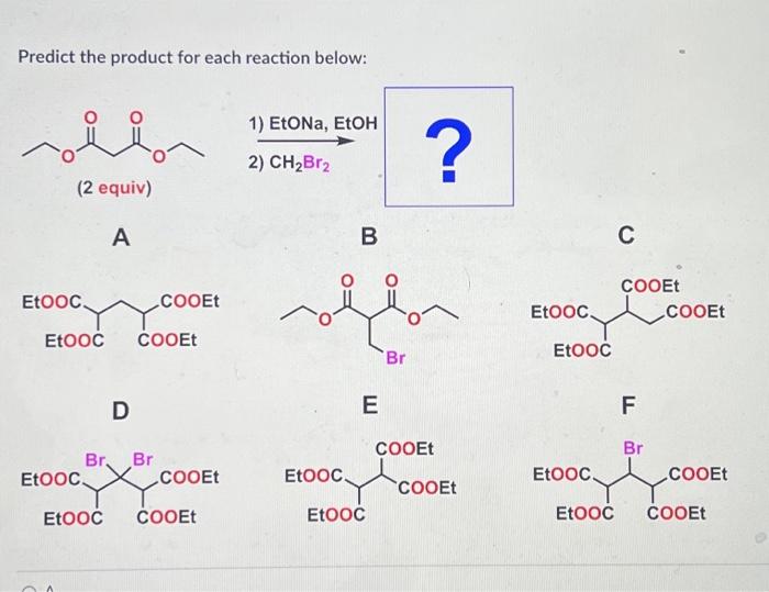 Solved Predict the product for each reaction below: (2 | Chegg.com