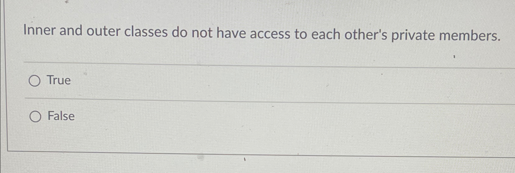 Solved Inner and outer classes do not have access to each | Chegg.com