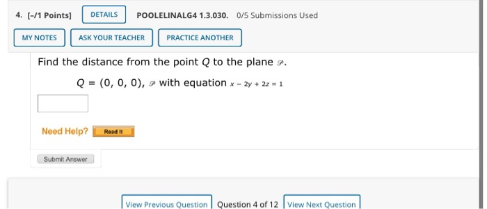 Solved 4. [-/1 Points) DETAILS POOLELINALG4 1.3.030.0/5 | Chegg.com