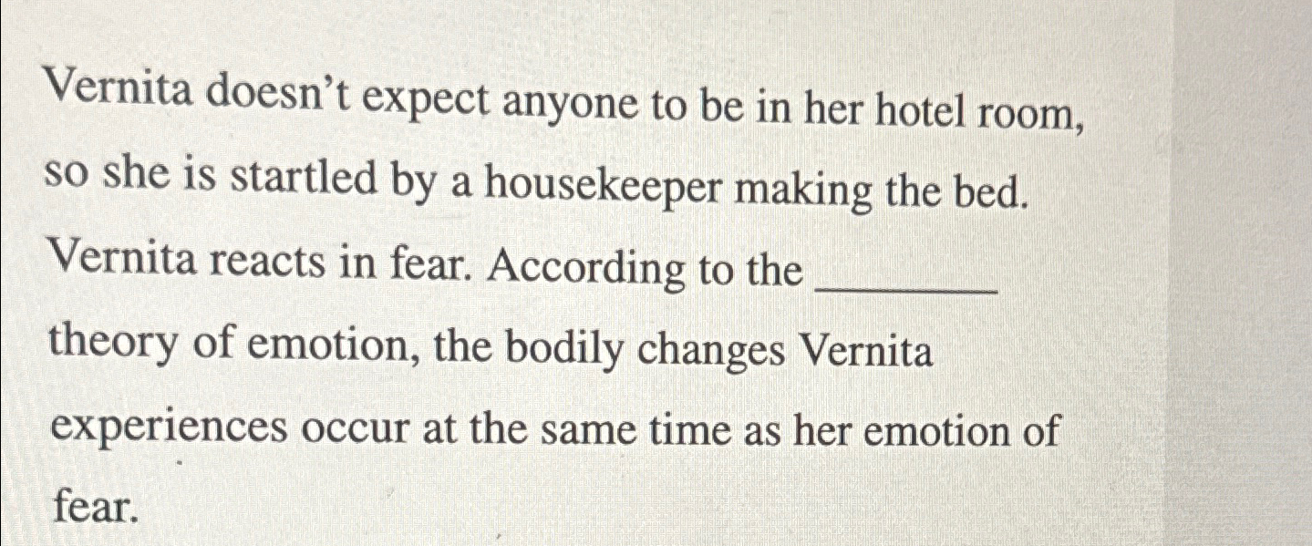 Solved Vernita doesn't expect anyone to be in her hotel | Chegg.com