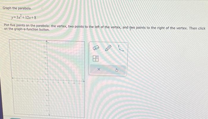 Solved Graph the parabola. y=3x2+12x+8 Plot five points on | Chegg.com