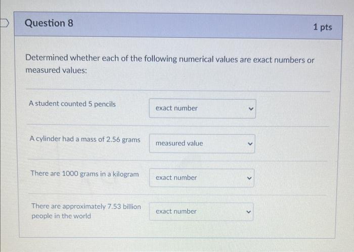 Solved Determined whether each of the following numerical | Chegg.com