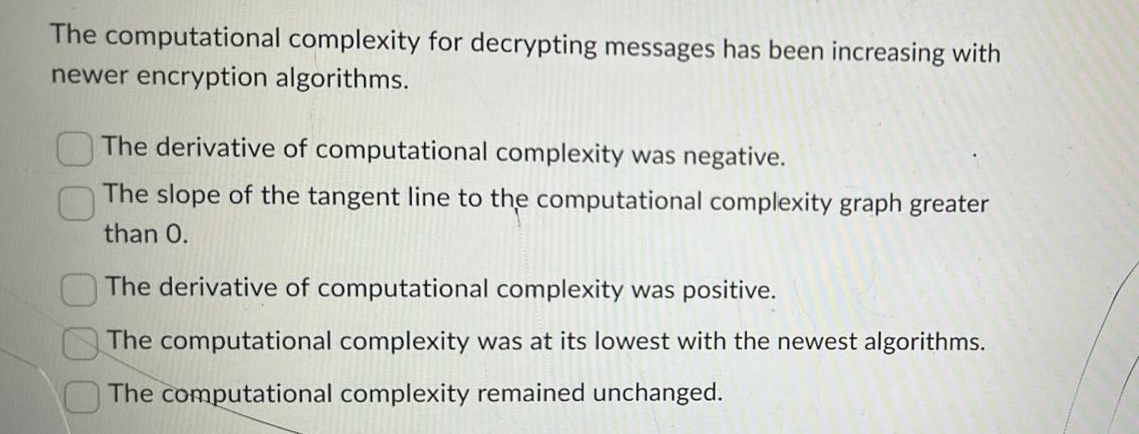 Solved The computational complexity for decrypting messages | Chegg.com