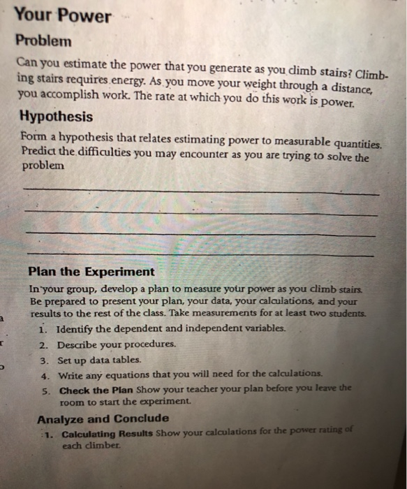 Solved physics lab my time for climbing the stairs is | Chegg.com