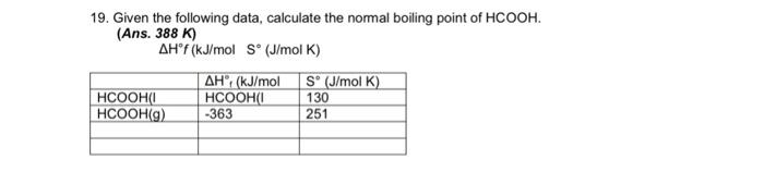 Solved 19. Given the following data, calculate the normal | Chegg.com