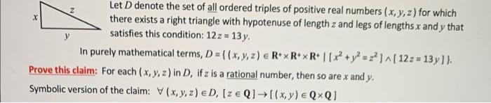 Solved Let D denote the set of all ordered triples of | Chegg.com