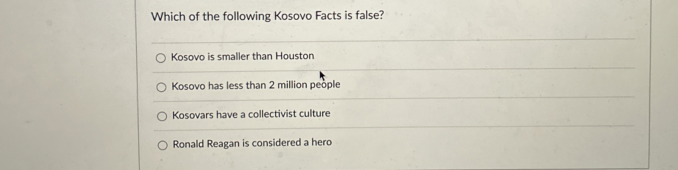 Solved Which of the following Kosovo Facts is false?Kosovo | Chegg.com