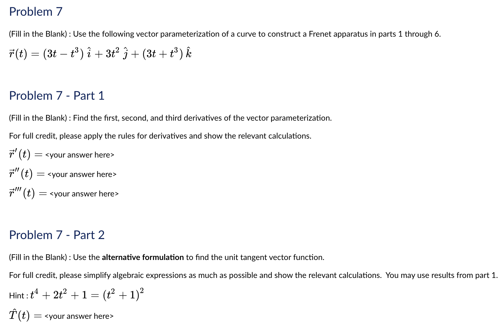 Solved Problem 7(Fill in ﻿the Blank) ﻿: Use the following | Chegg.com