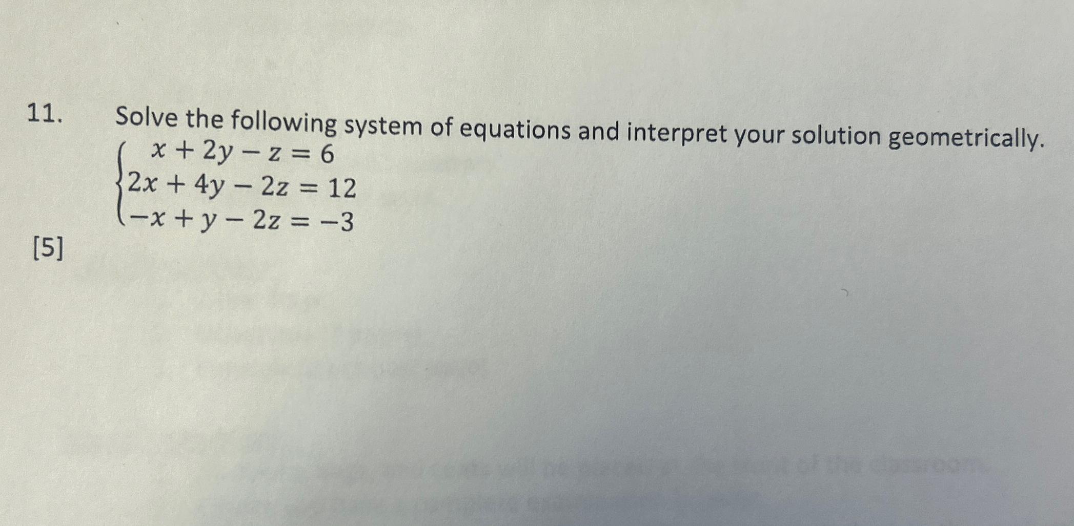 Solved Solve the following system of equations and interpret | Chegg.com
