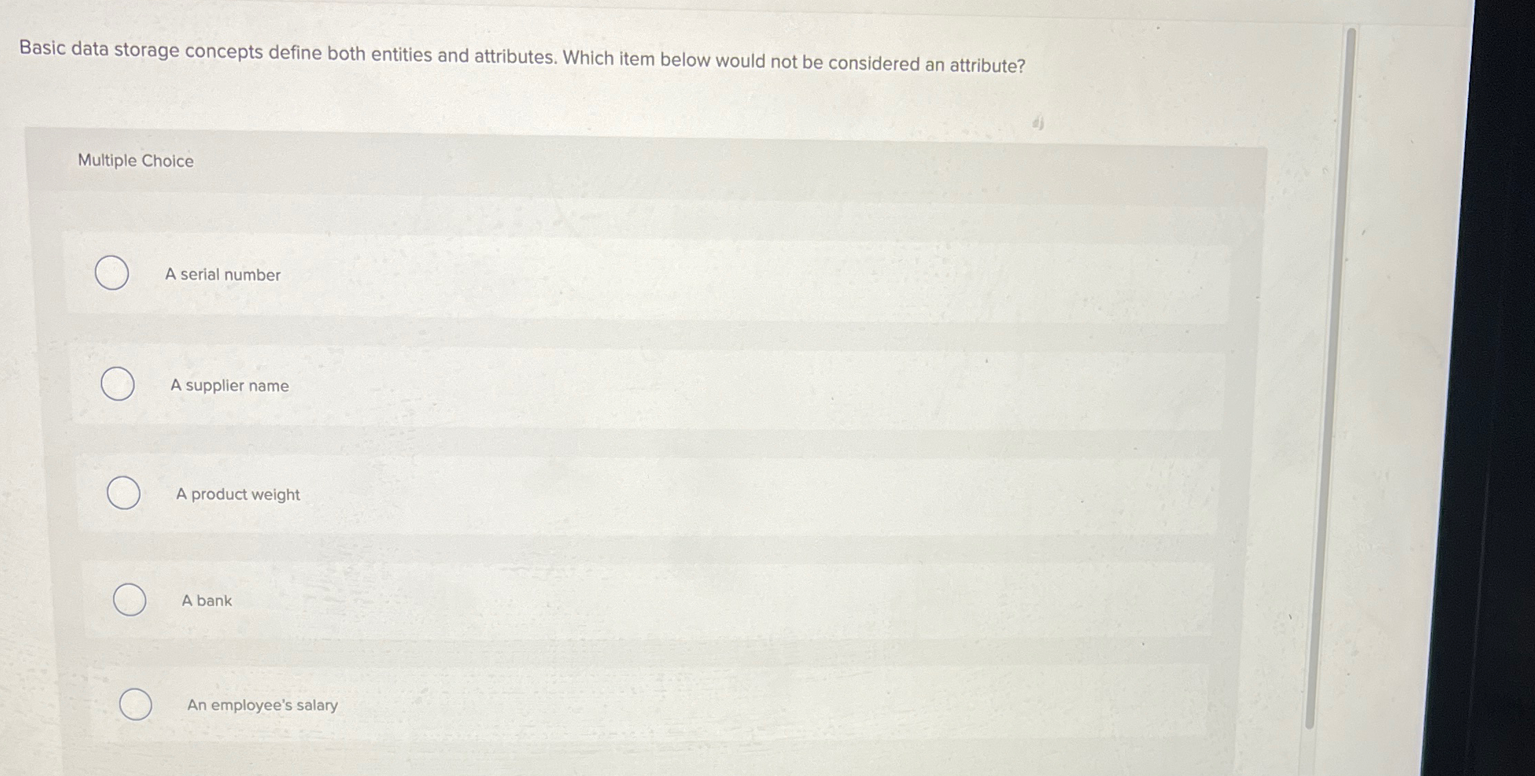 Solved Basic data storage concepts define both entities and | Chegg.com