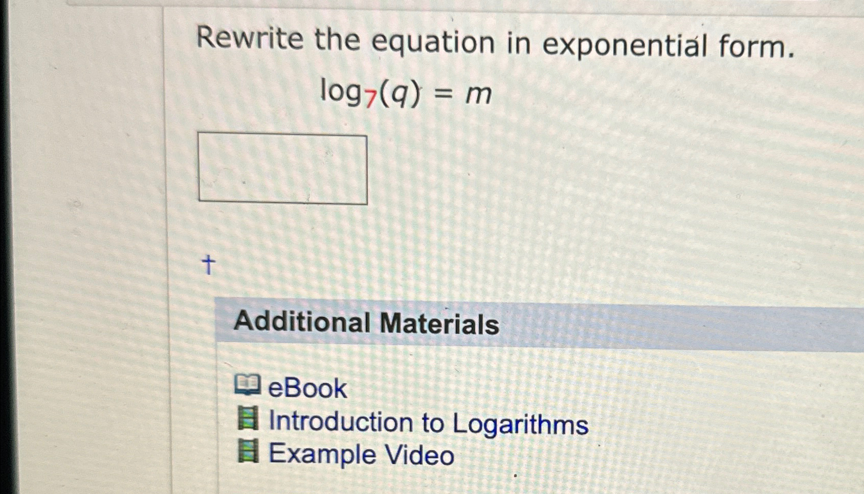 Solved Rewrite the equation in exponential | Chegg.com
