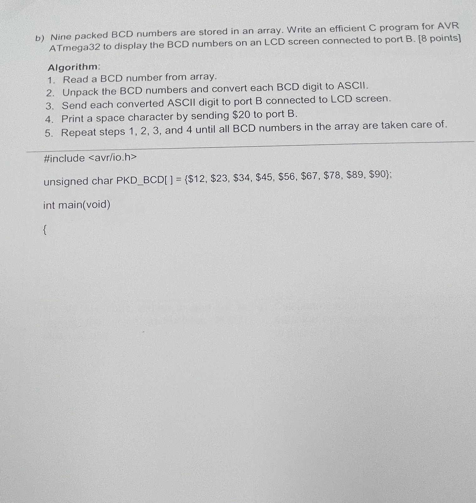 b) ﻿Nine packed BCD ﻿numbers are stored in an array. | Chegg.com