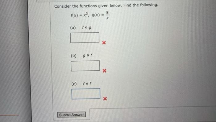 Solved Consider the functions given below. Find the | Chegg.com
