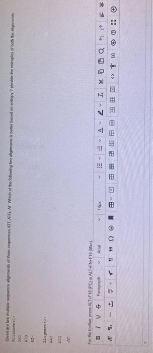 Solved Given are two multiple sequence alignments of three | Chegg.com
