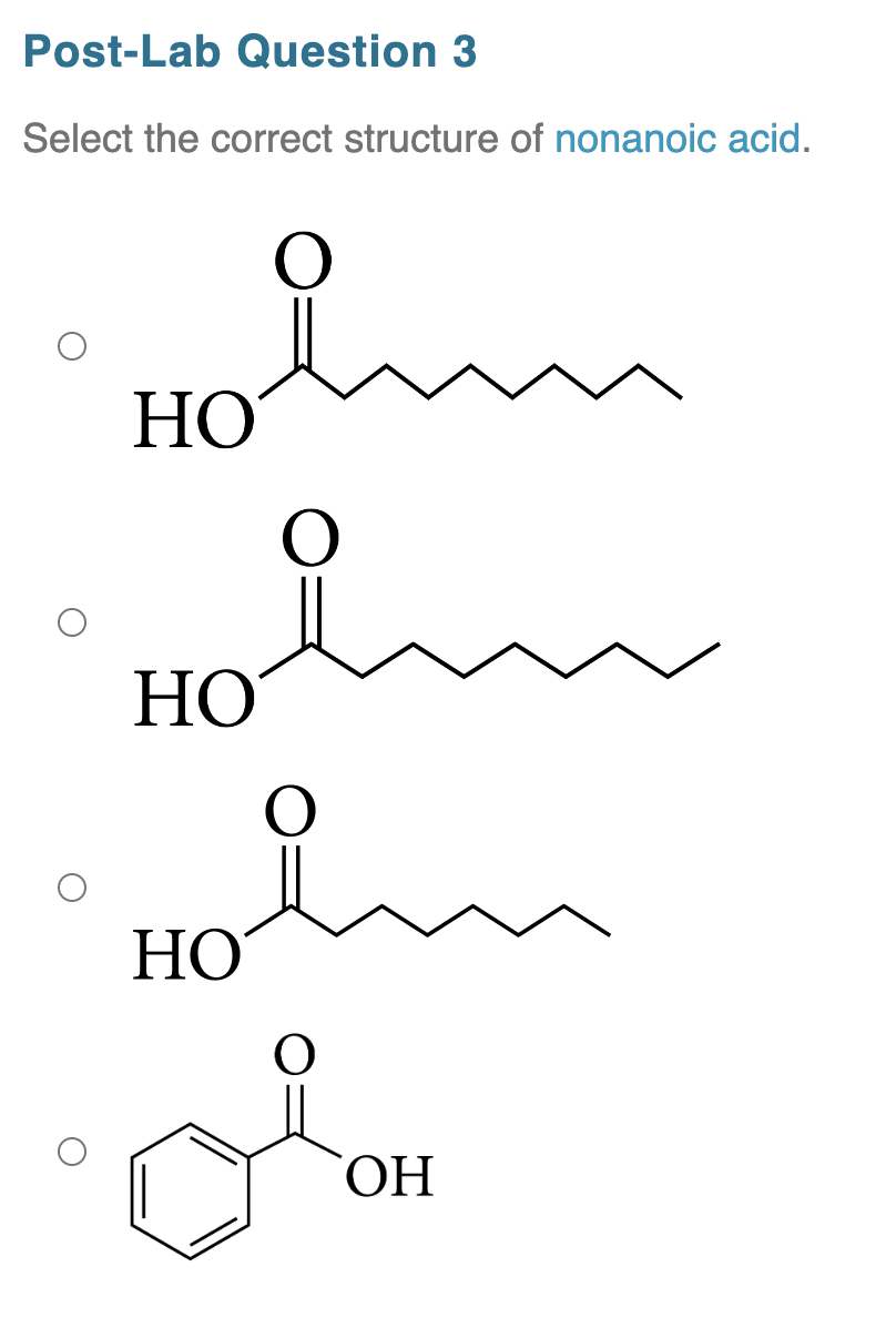 Solved Post-Lab Question 3Select the correct structure of | Chegg.com