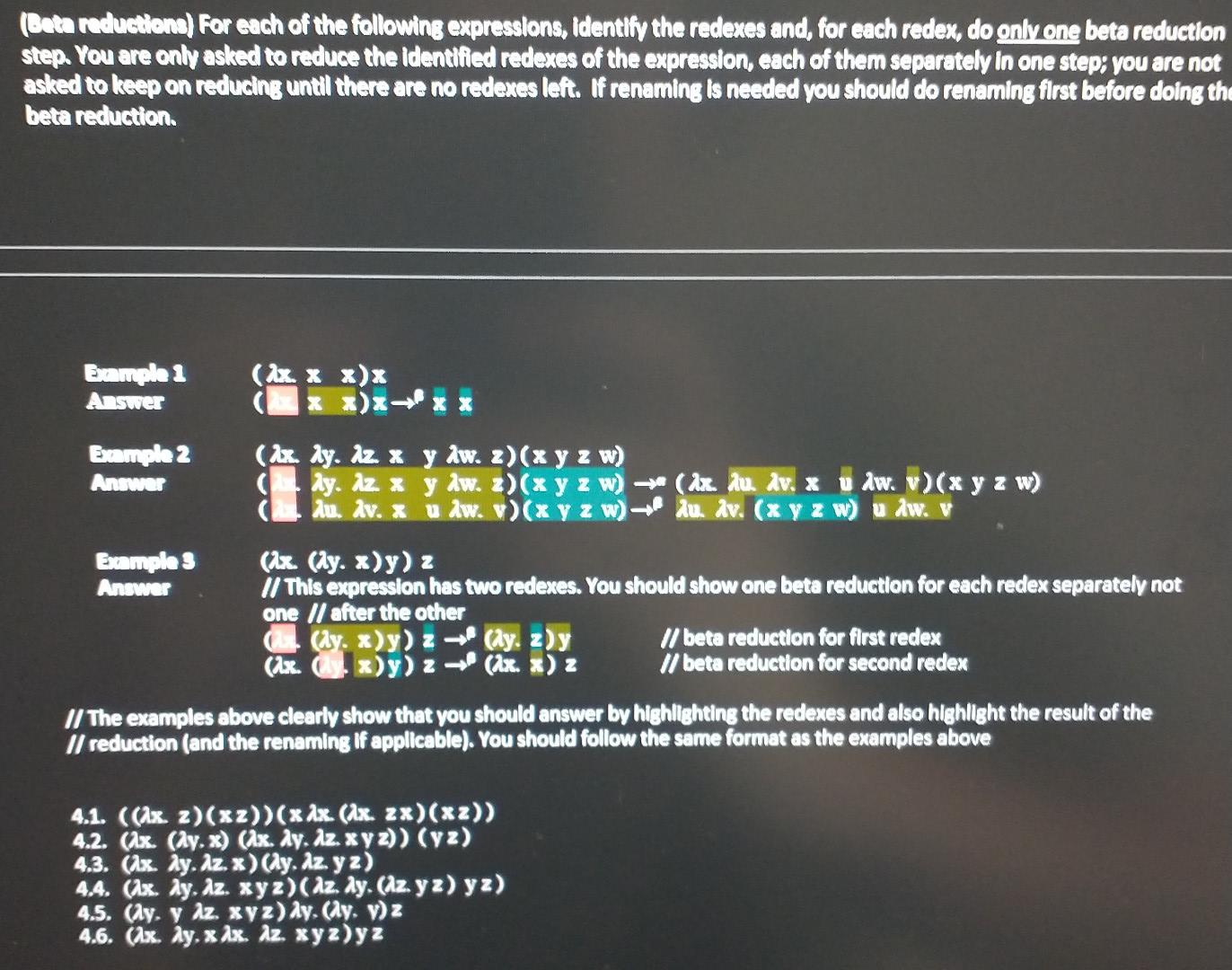 Solved (Beta reductions) For each of the following | Chegg.com