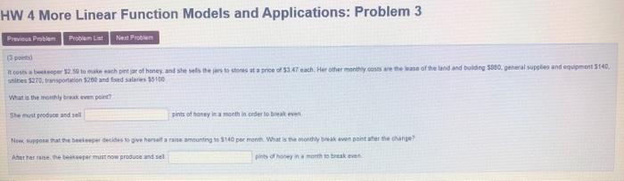 Solved HW 4 More Linear Function Models and Applications: | Chegg.com