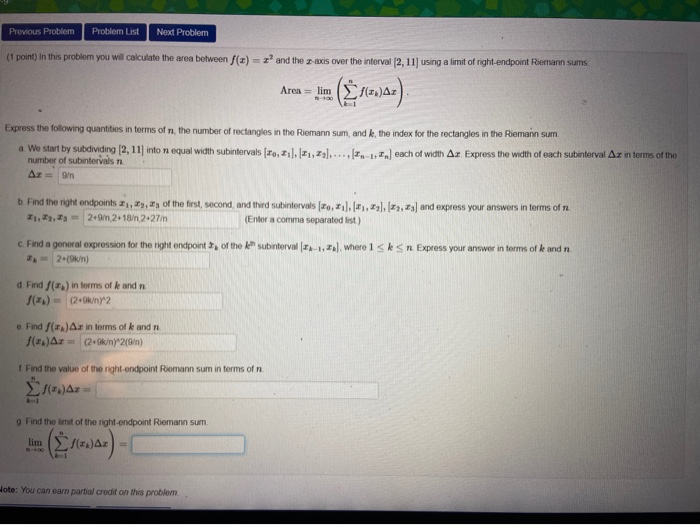 Solved Find the value of the right-endpoint Riemann sum in | Chegg.com