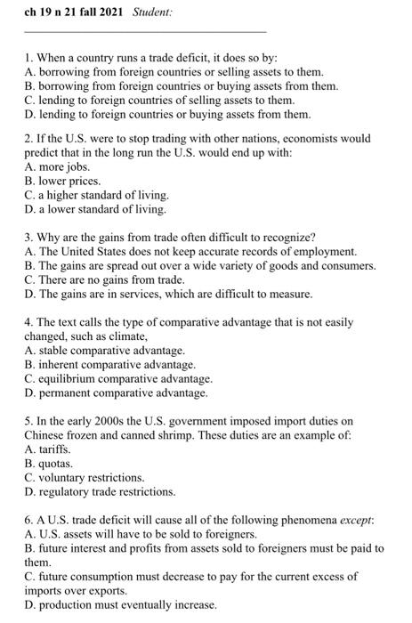 Solved 7. A trade surplus occurs when: A. imports exceed | Chegg.com