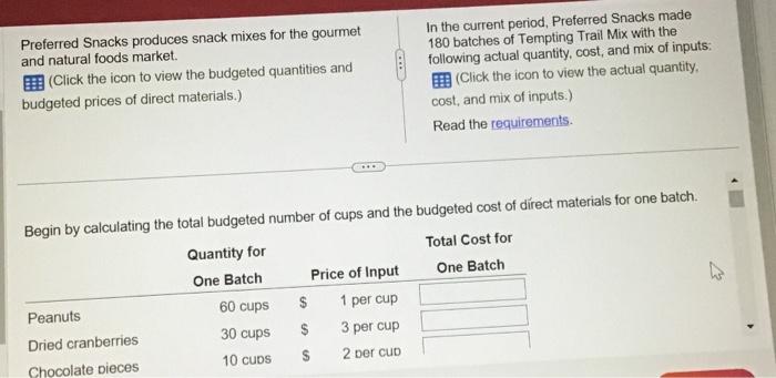 Solved Preferred Snacks produces snack mixes for the gourmet | Chegg.com