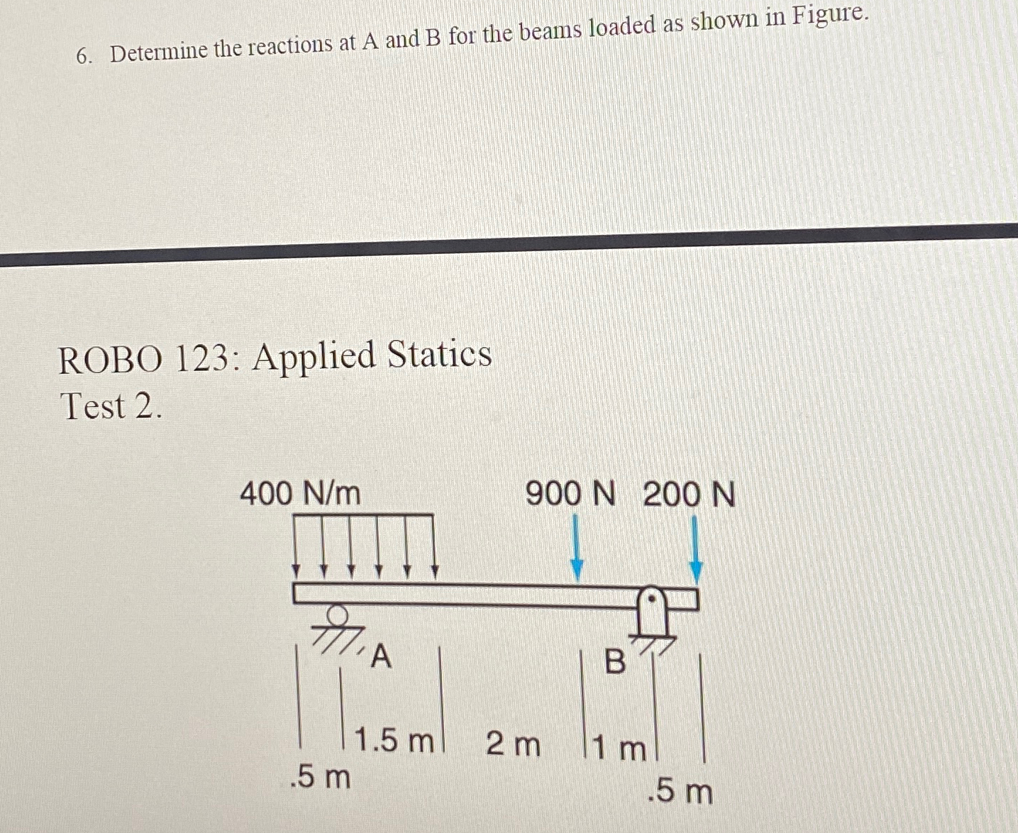 Solved Determine the reactions at A and B for the beams | Chegg.com