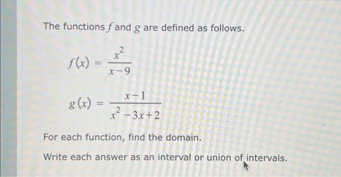 Solved The functions fand g are defined as follows. f(x) = | Chegg.com