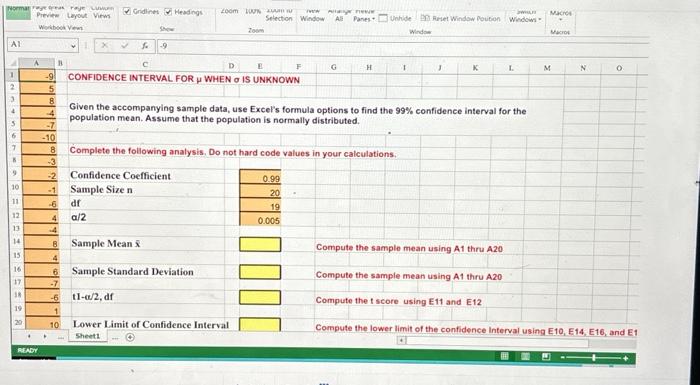 Solved Given The Accompanying Sample Data Use Excels 2131