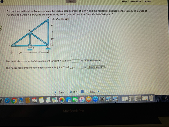 Solved Seved Help Save & Exit Submit For the truss in the | Chegg.com