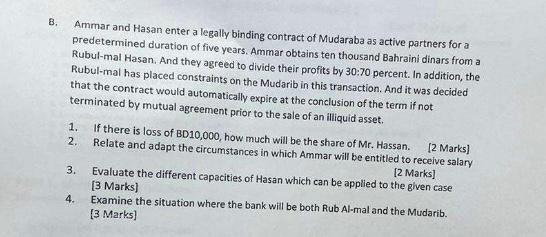 Solved 8. Ammar and Hasan enter a legally binding contract | Chegg.com