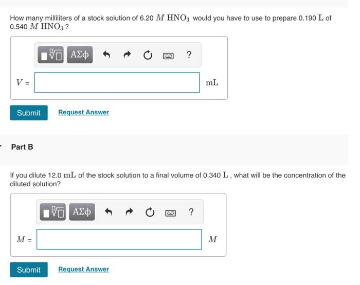 Solved How many milliliters of a stock solution of 6.20 M | Chegg.com