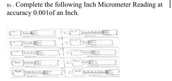 B). Complete the following Inch Micrometer Reading at | Chegg.com